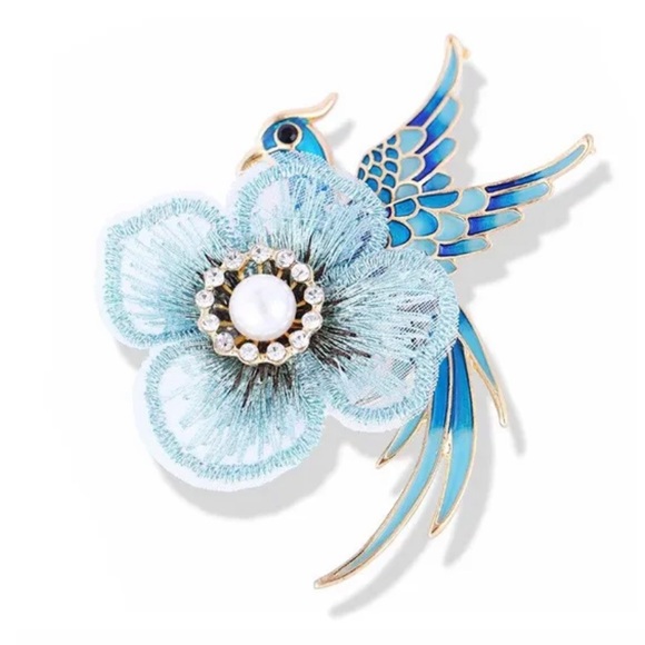 Jewelry | Blue Phoenix With Blue Flower Brooch | Poshmark